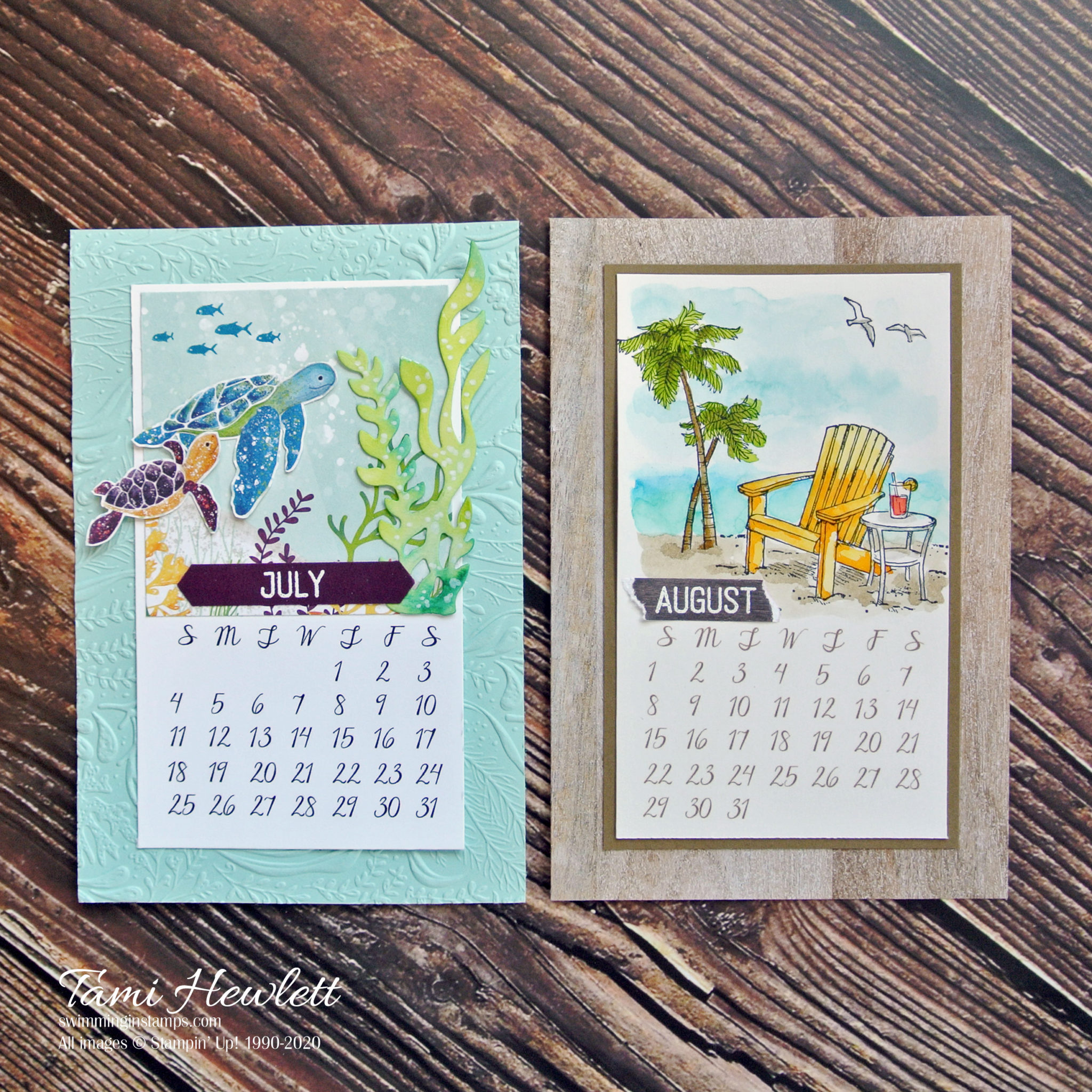 2021 Desktop Calendars - July & August | Swimming In Stamps