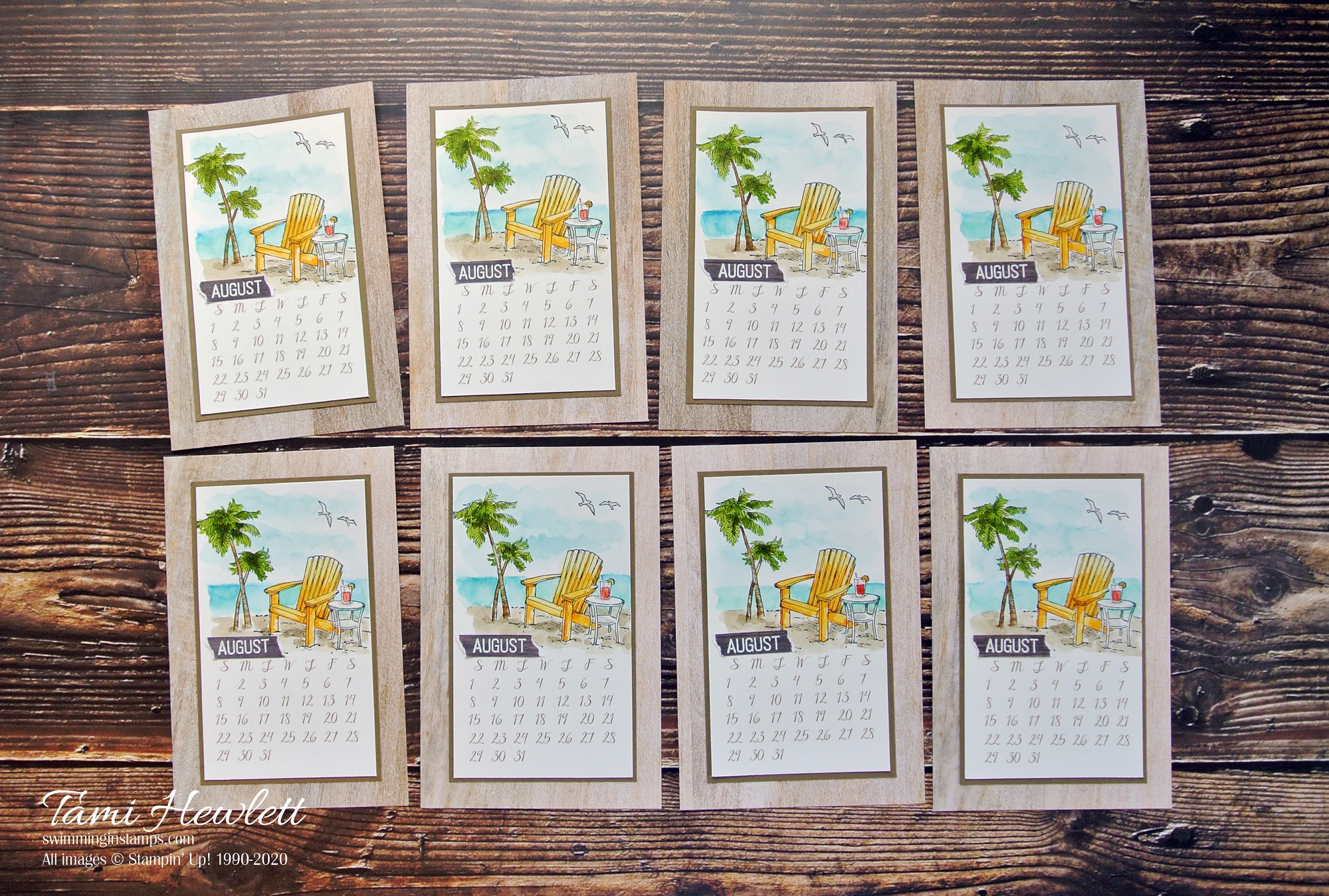 2021 Desktop Calendars - July & August | Swimming In Stamps