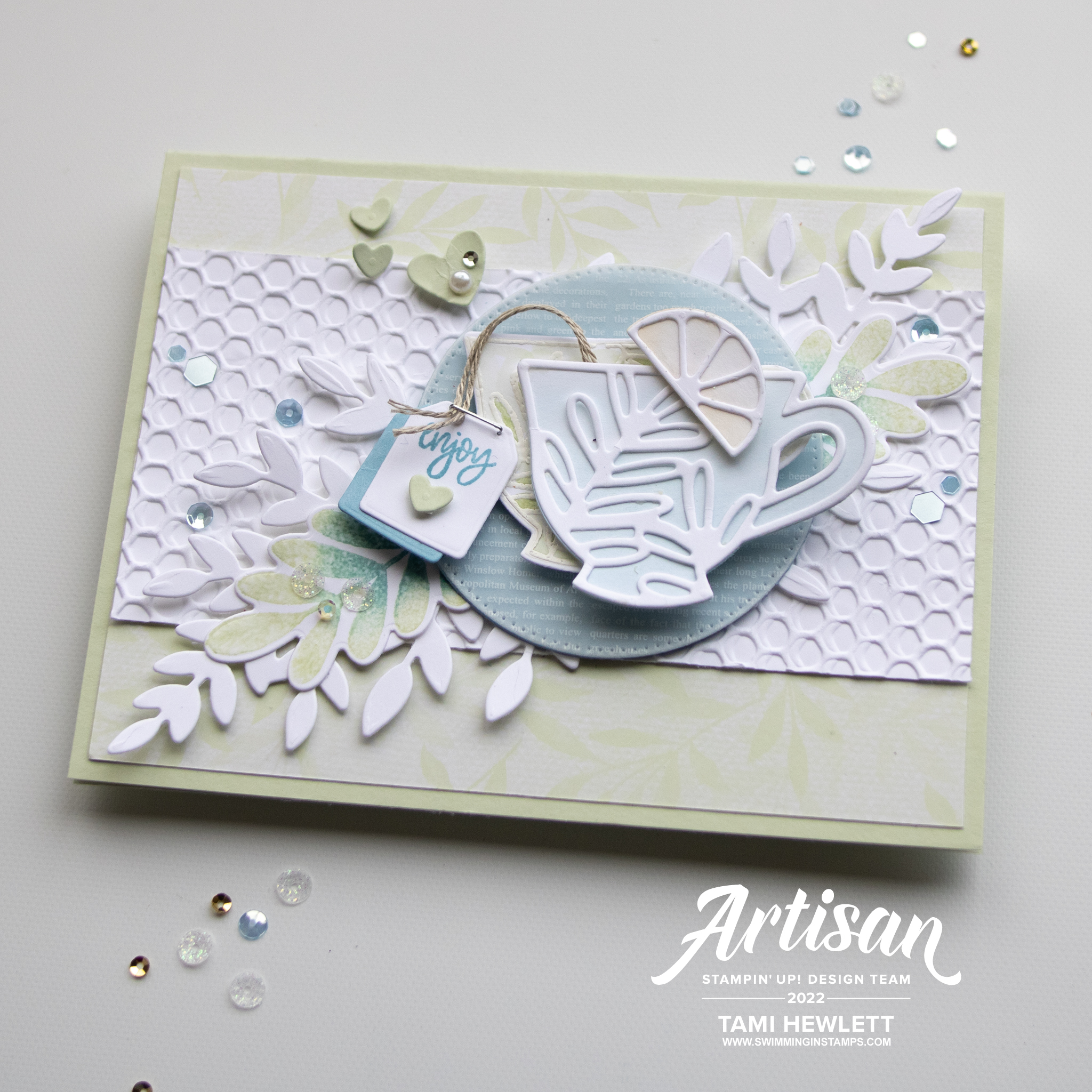 Texture with Full of Love & Cup of Tea | Swimming In Stamps